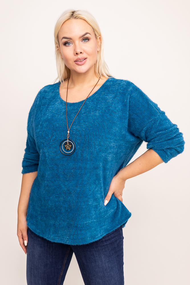 Turkusowy Sweter z wisiorkiem MEVURI Swetry TONO