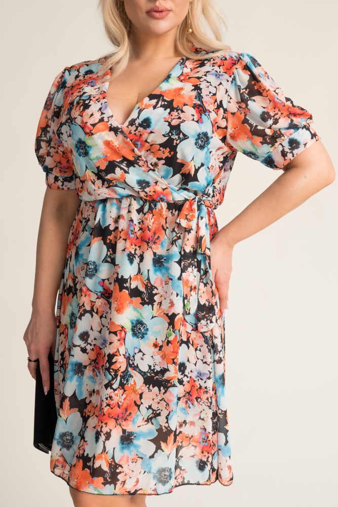 SENTIGA floral dress Pattern 3 blue || orange || multi | Dresses \ Work ...