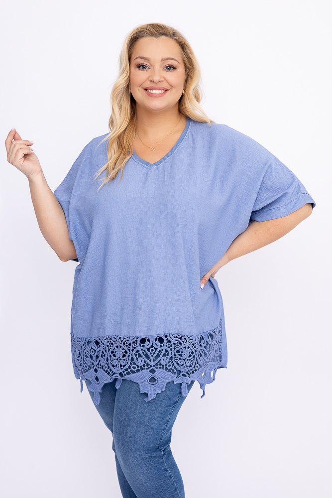 Denim blue tunic with embroidery POVERI blue | Women's clothing \ Women ...